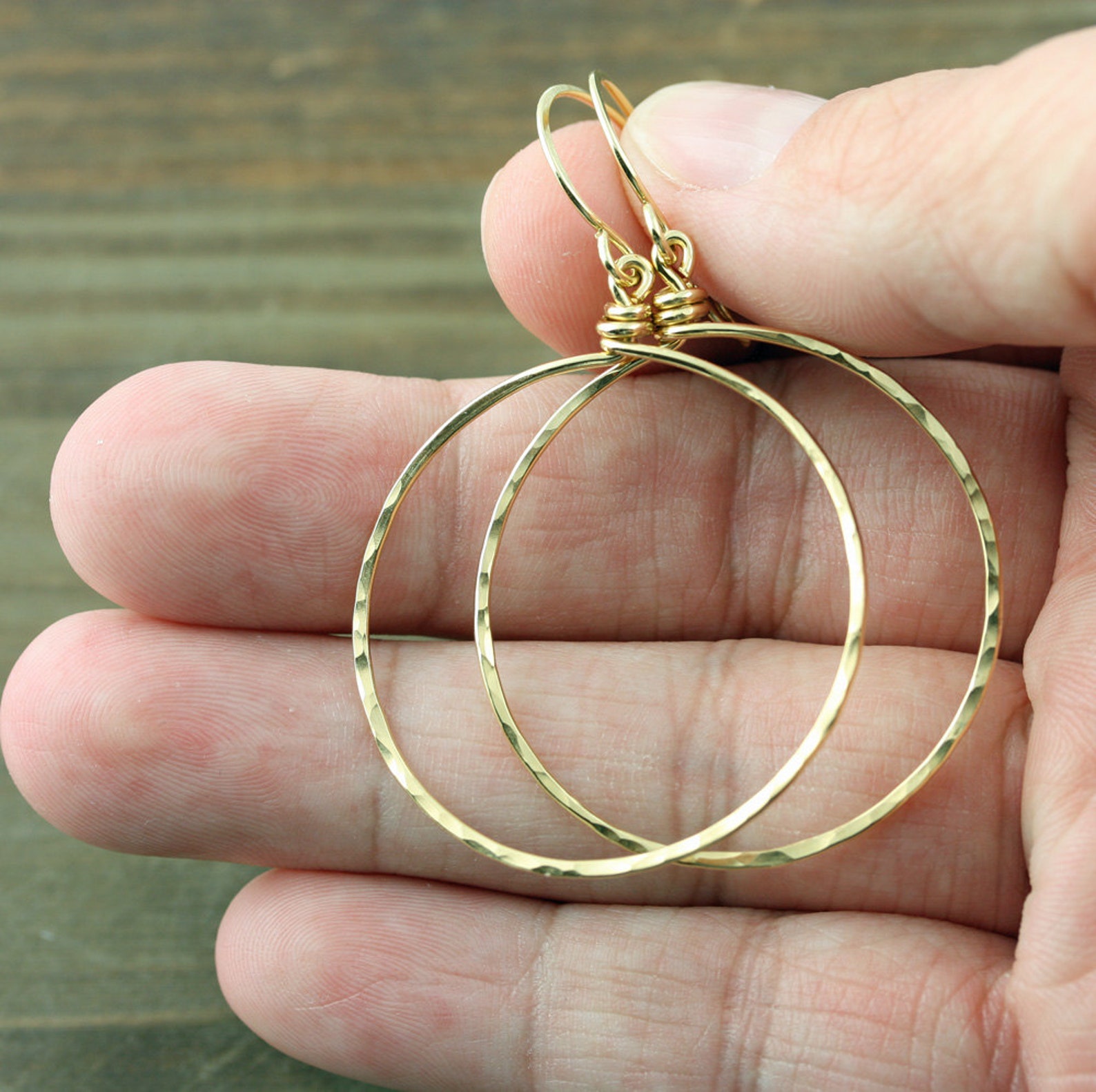 Front Facing Hoops Solid 14k White or Yellow Gold Big Hoop - Etsy