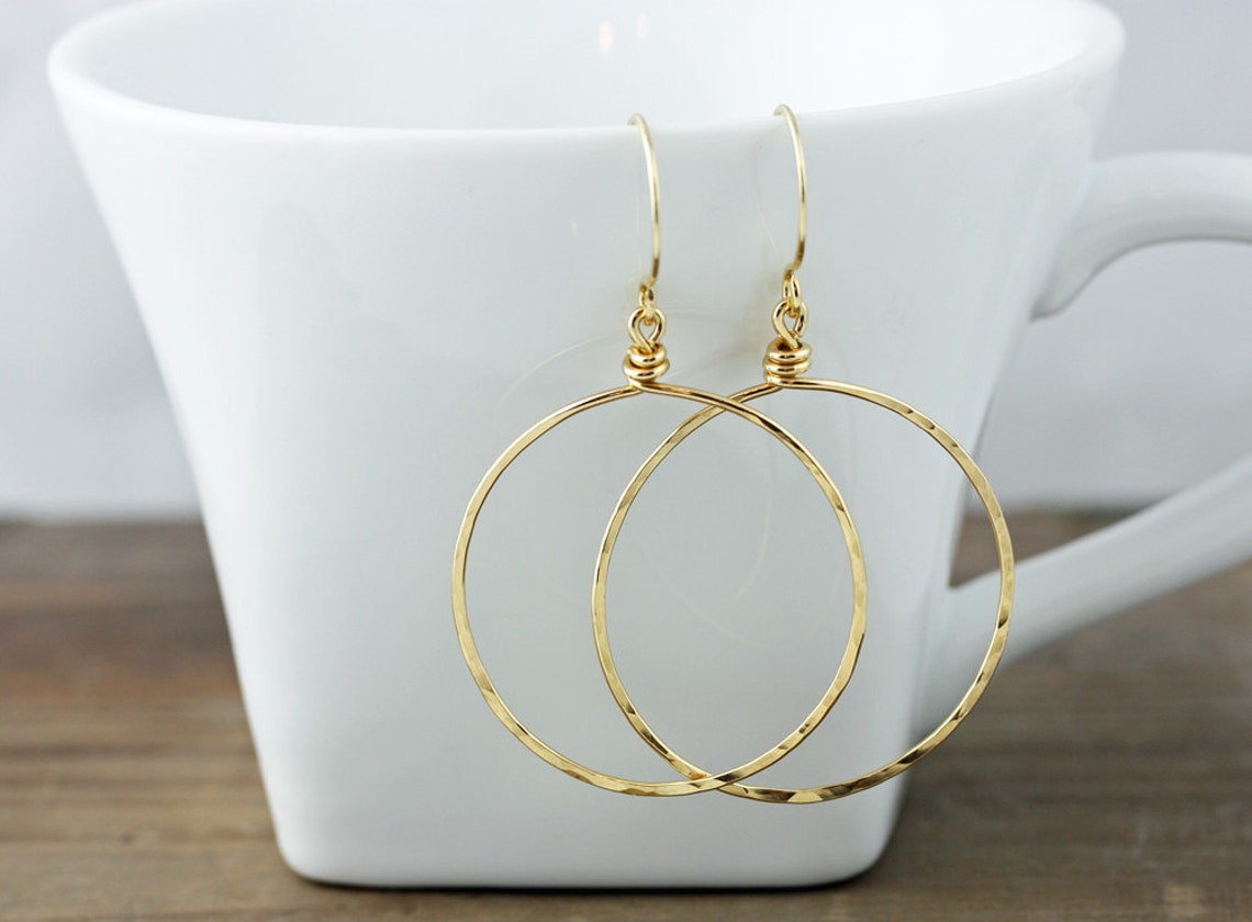 Front Facing Hoops Solid 14k White or Yellow Gold Big Hoop - Etsy