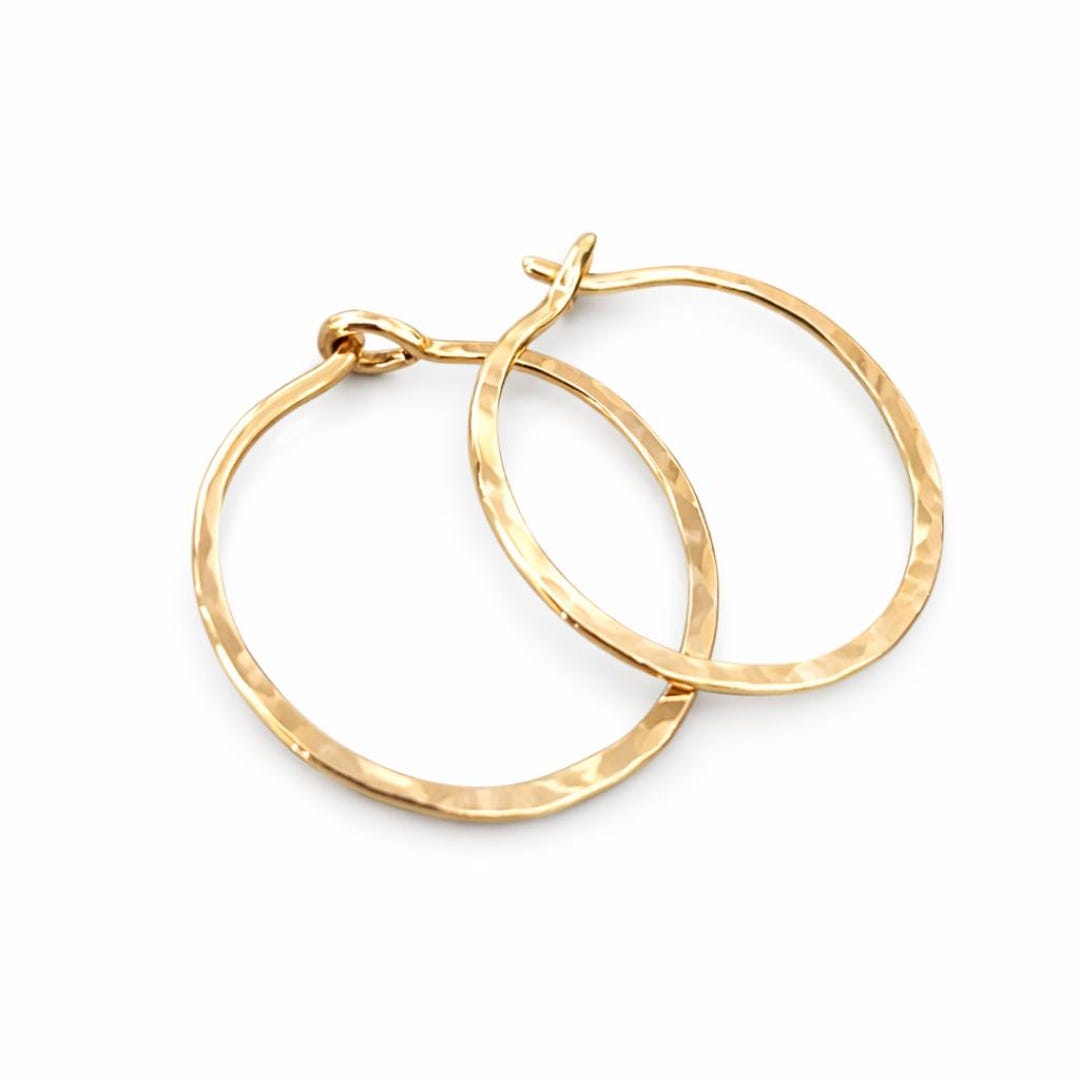 Small Hand Forged Bronze Hoop Earrings: Hammered Metal, Everyday ...