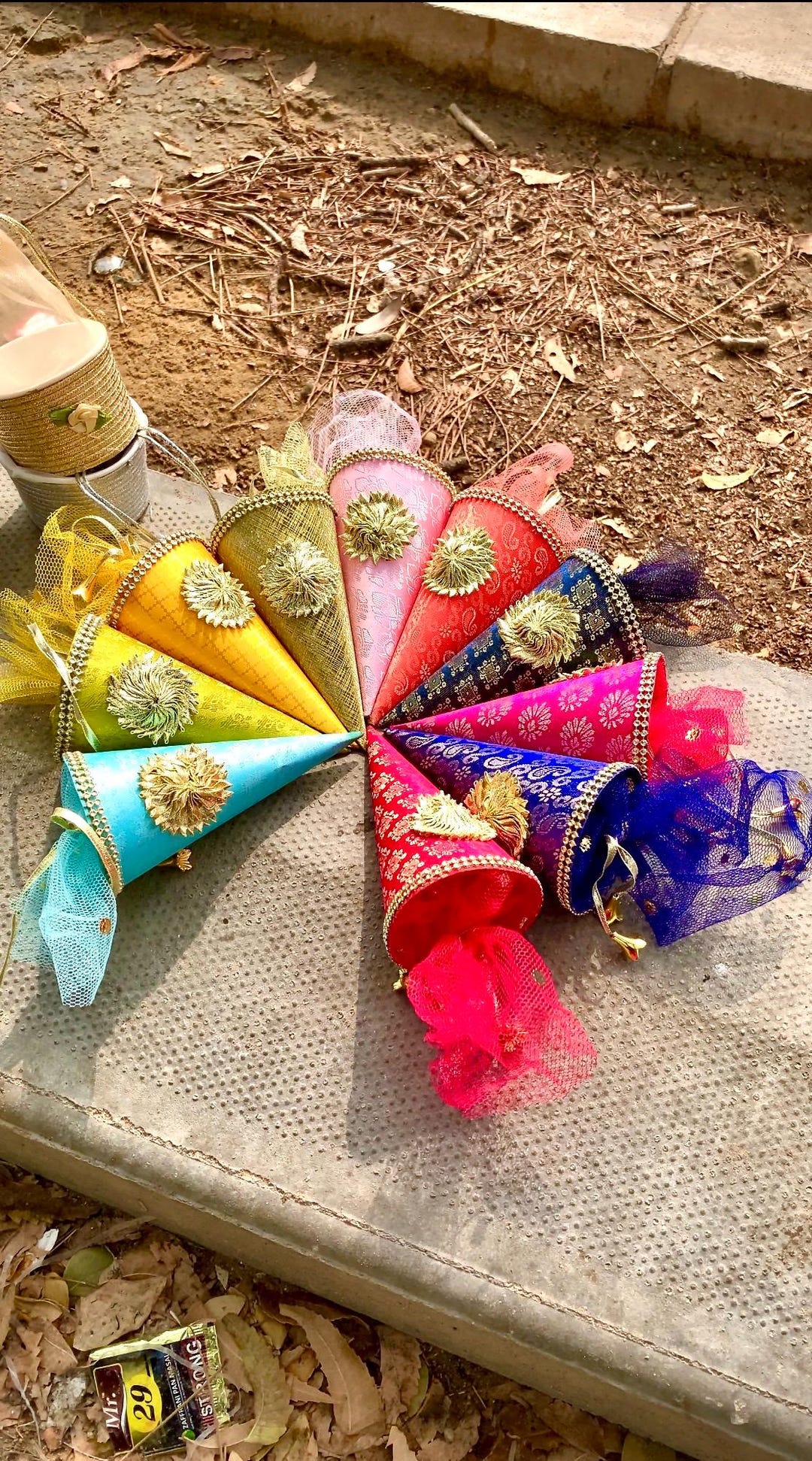 Cone Bid Pouches, Cone Shaped Bid, Nikkah Bid Box, Multi Colors Cones ...