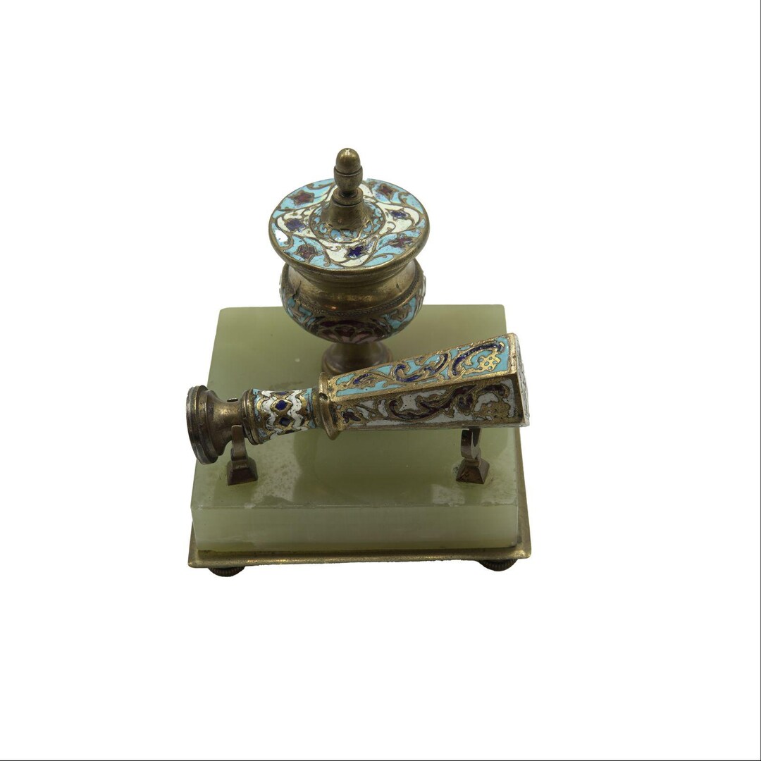 Antique Ottoman or Persian Inkwell and Seal Set With Enamel Detailing ...