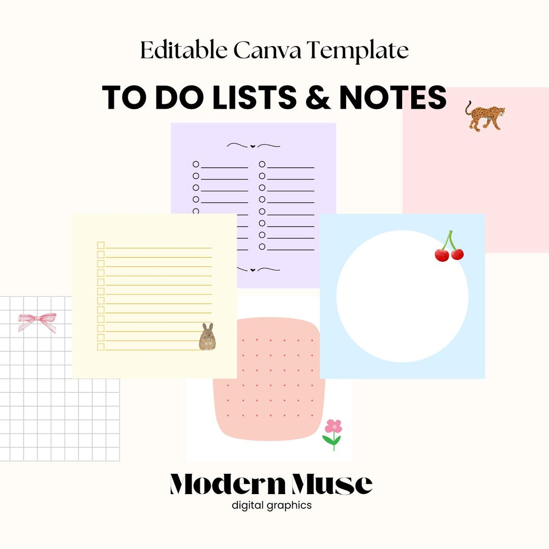 Cute Digital To-do List & Notes | Pastel Aesthetic Planner | Printable ...