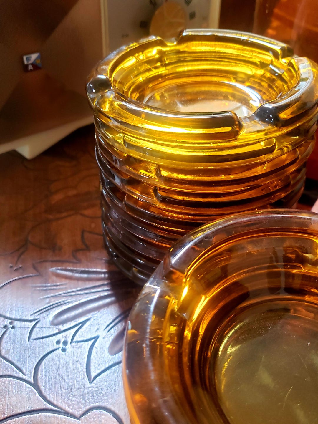 Vintage Indian Glass Amber Ashtrays - Etsy