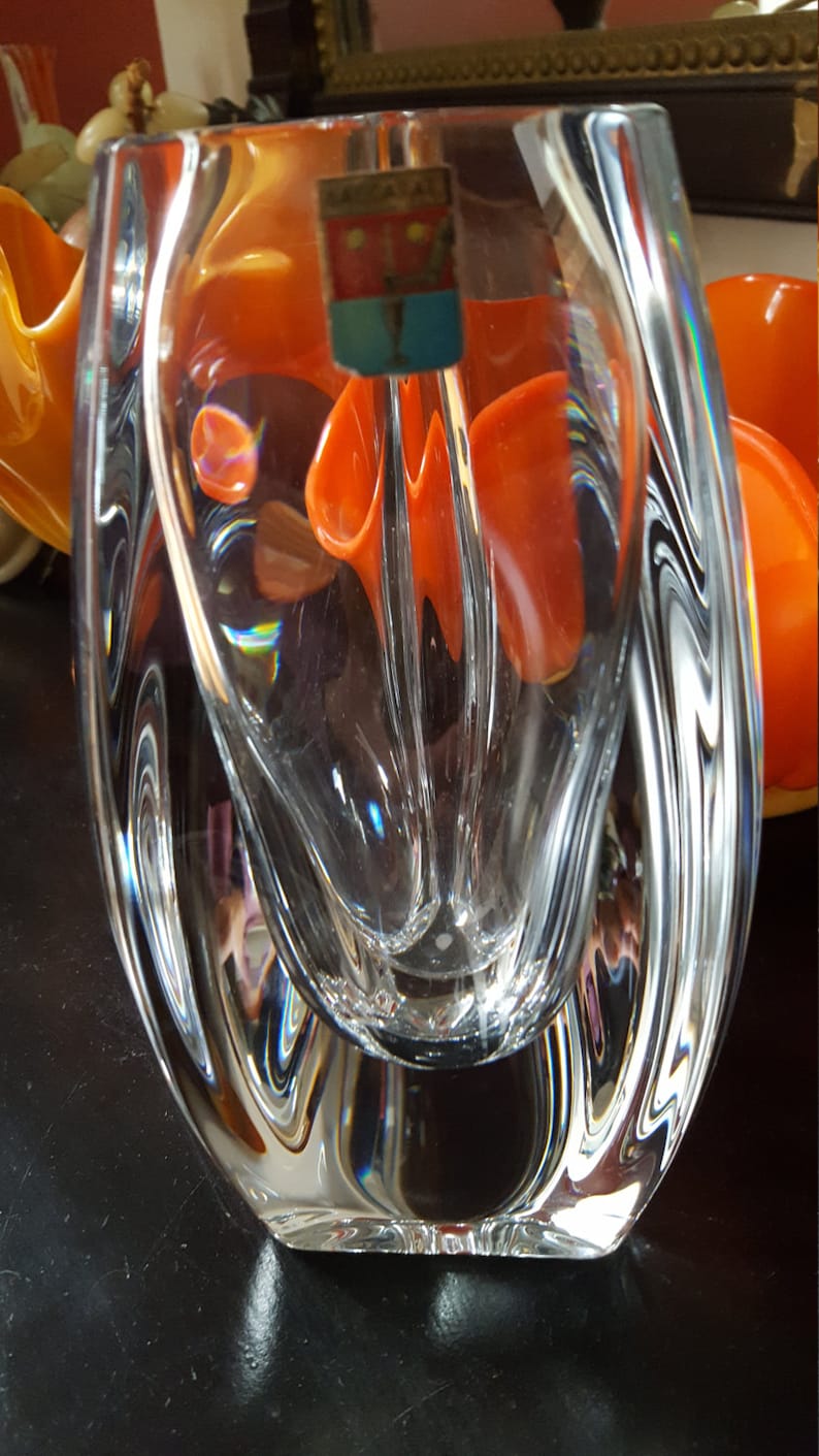 Baccarat Clear Crystal Triangular Base Vase - Etsy