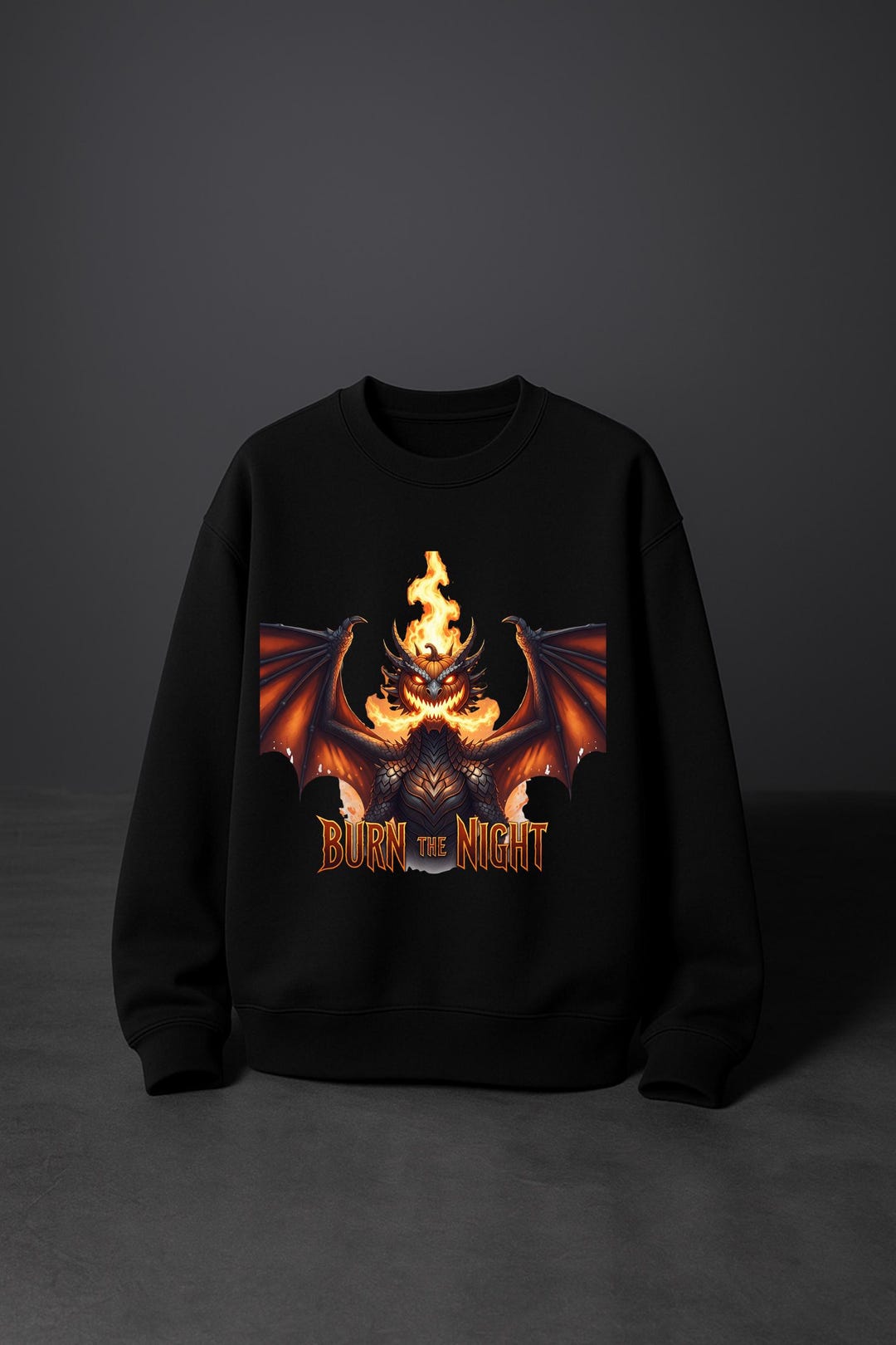 Burn the Night Dragon Sweatshirt, Gothic Fire Demon Pullover, Dark ...