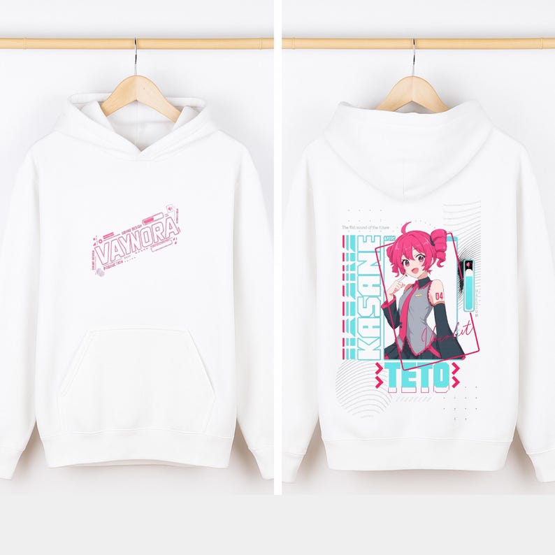 Kasane Teto Hoodie – Pink Twin-tail Anime Girl UTAU Vocaloid Sweatshirt ...