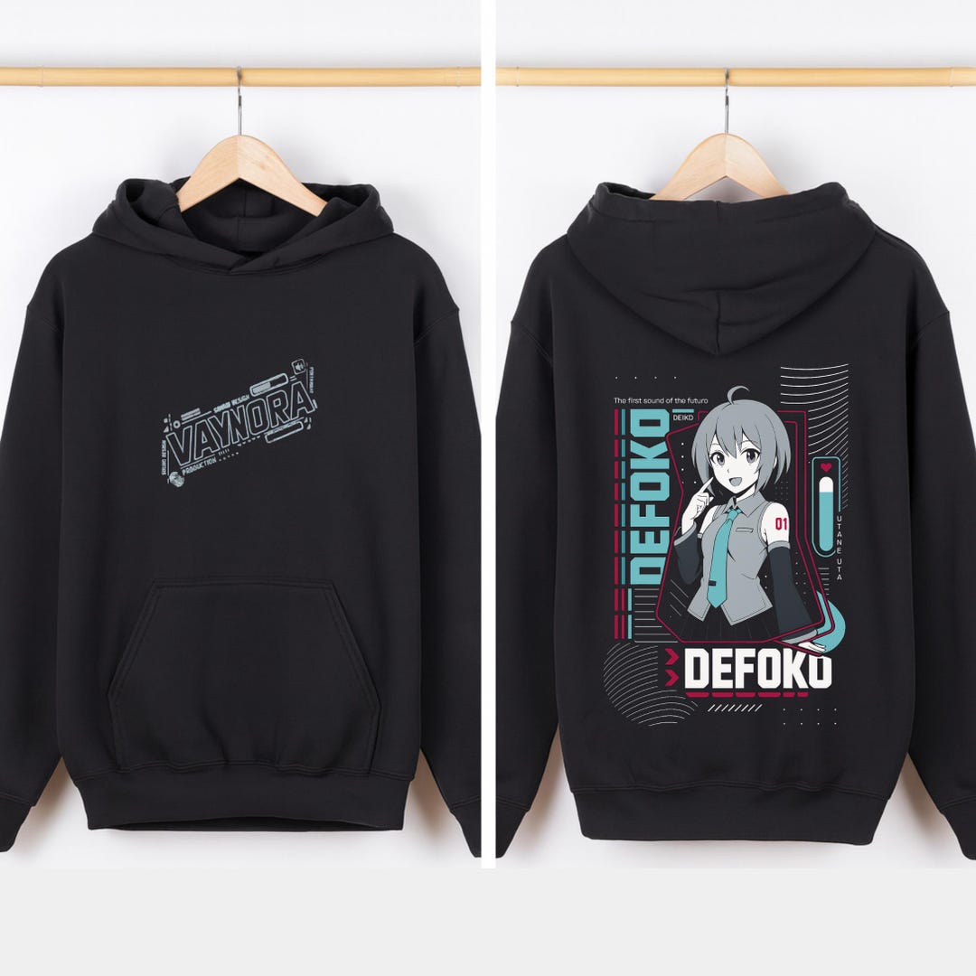 Defoko Hoodie – UTAU Vocaloid Inspired Gray Hair Anime Sweatshirt ...