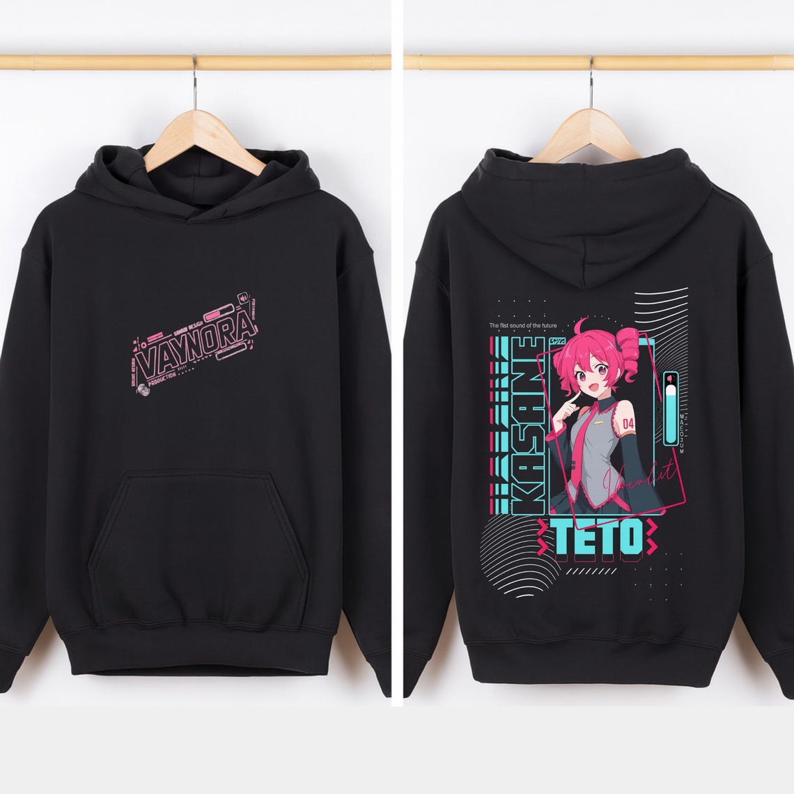 Kasane Teto Hoodie – Pink Twin-tail Anime Girl UTAU Vocaloid Sweatshirt ...