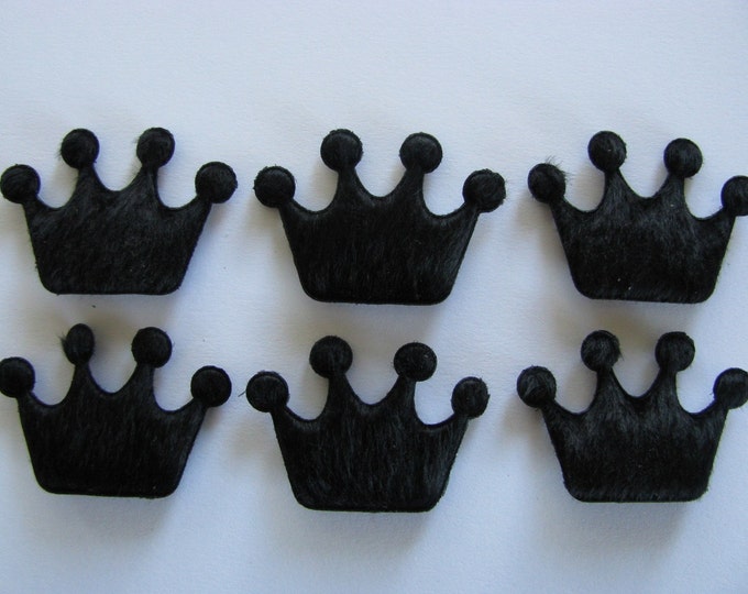 6 Black Fuzzy Furry Padded Crown Tiara Appliques - Etsy