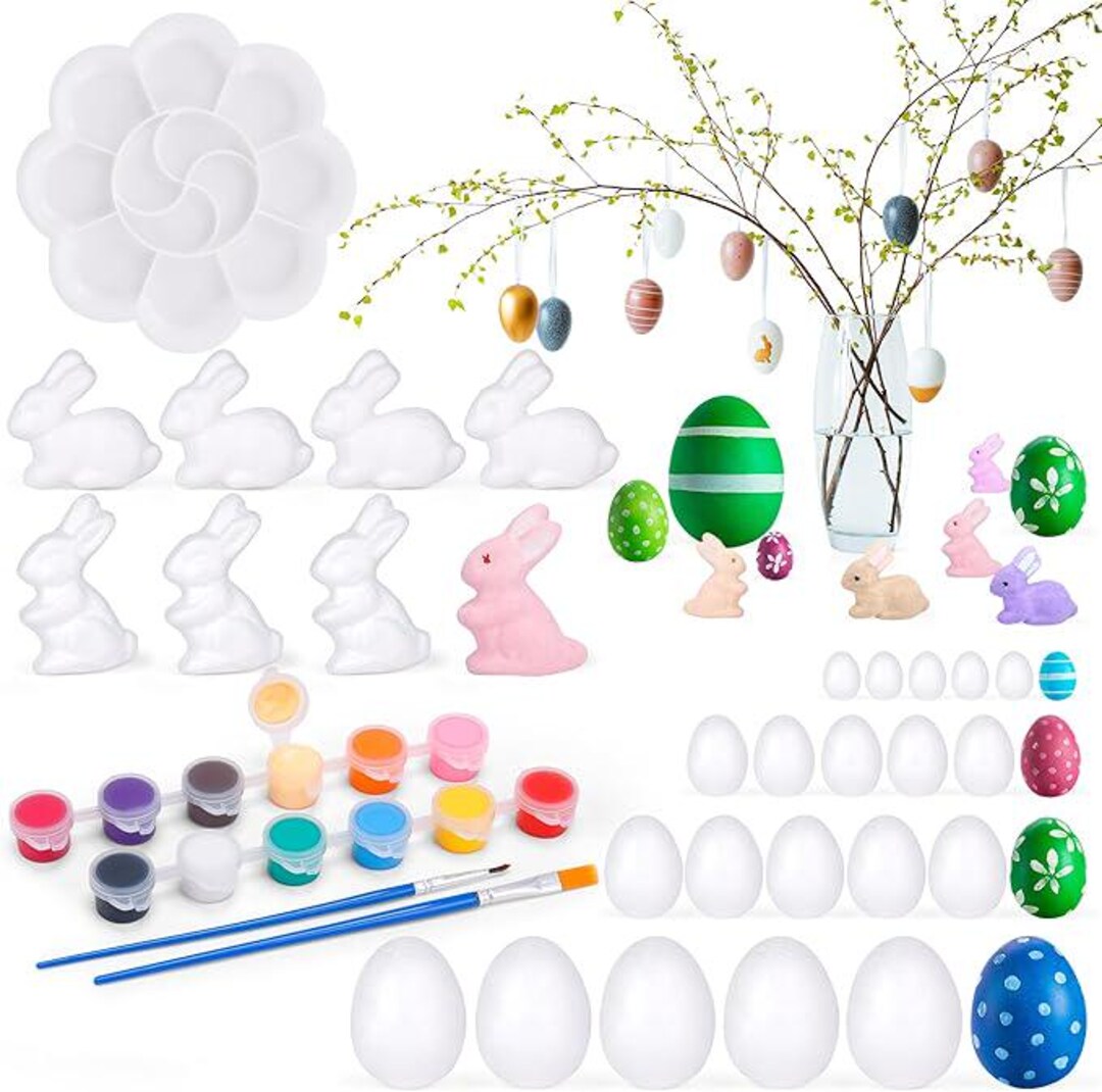 DIY Easter Craft Kit, 32 PCS 4 Sizes Craft Foam Eggs and 2 Sizes Foam ...
