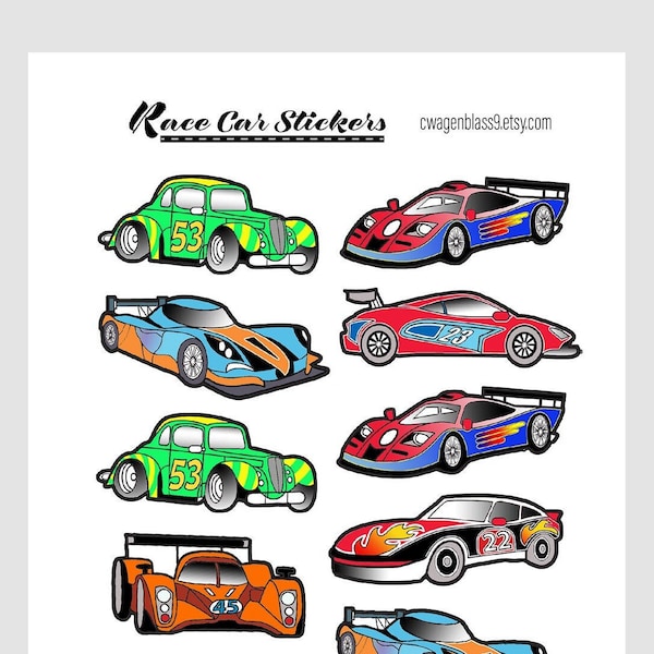 Race Car Stickers - Etsy