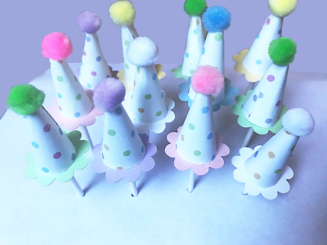 Party Hat Cupcake Toppers Set of 12 - Etsy