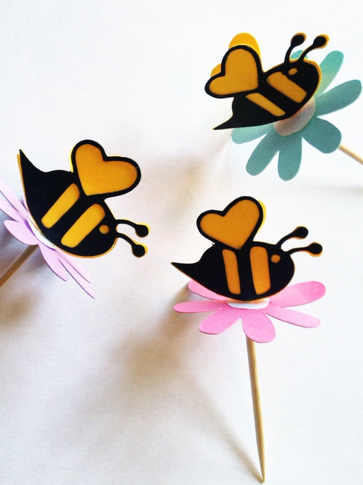 Bee Cupcake Toppers - Etsy