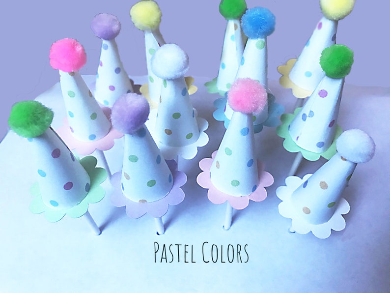 Party Hat Cupcake Toppers Set of 12 - Etsy
