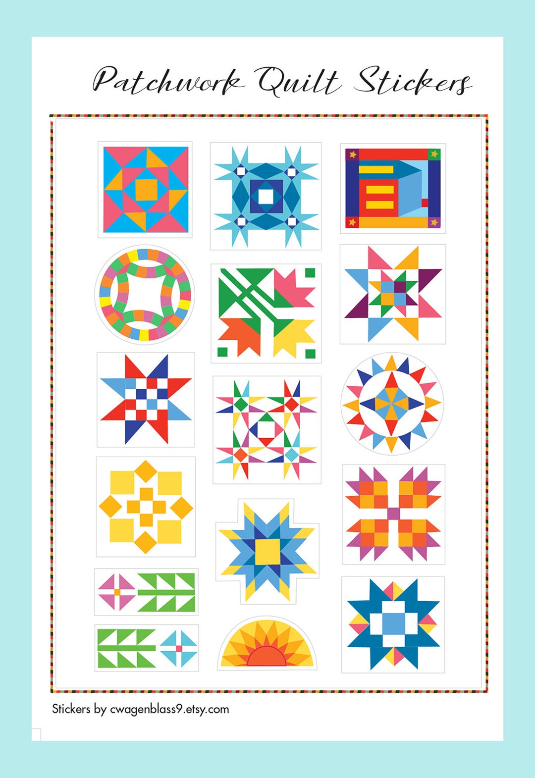 Patchwork Quilt Stationery Stickers - Etsy