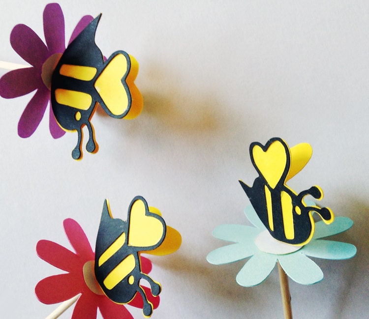 Bee Cupcake Toppers - Etsy