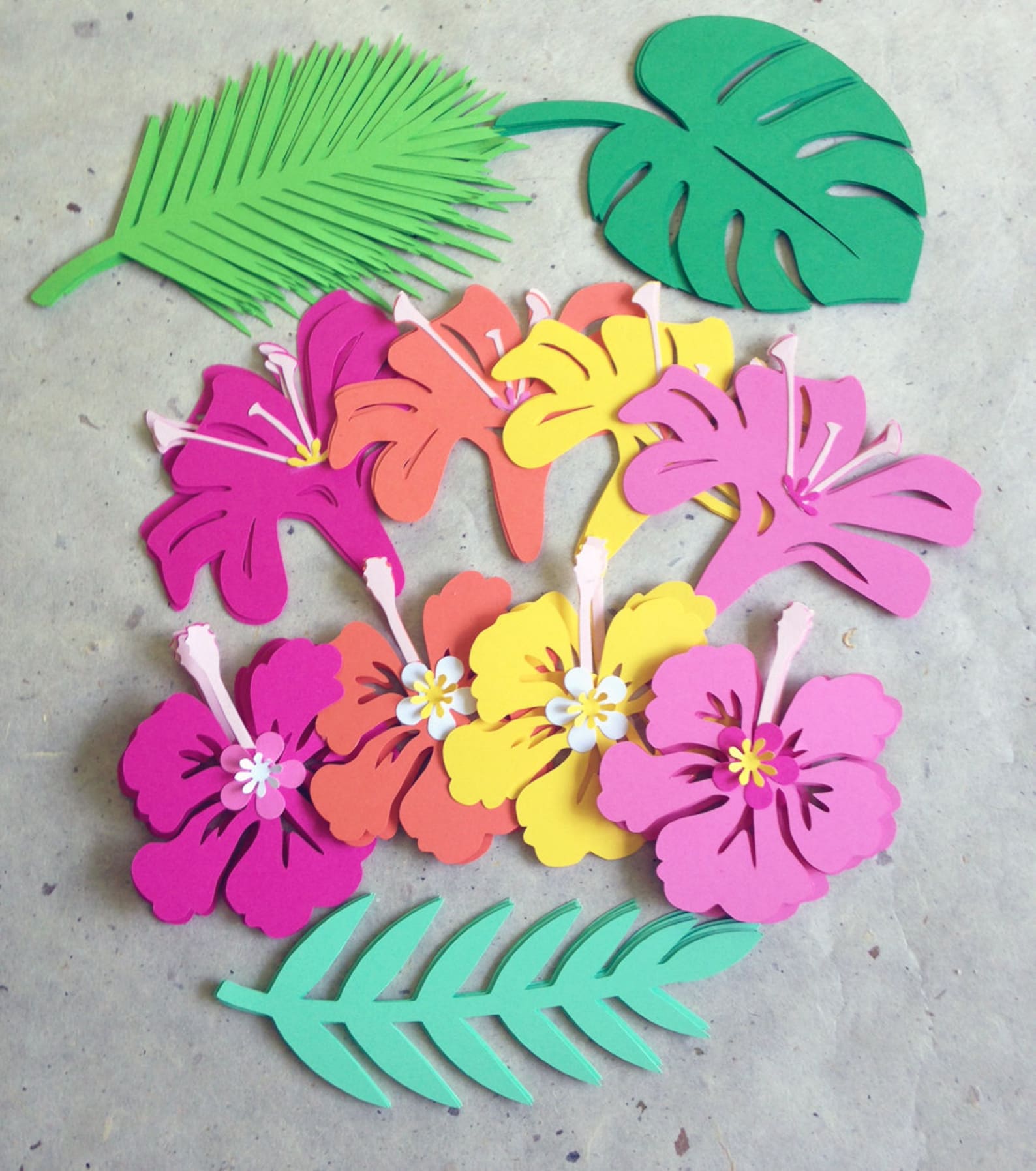 Tropical Leaves/flowers Cut Outs Set of 38 - Etsy