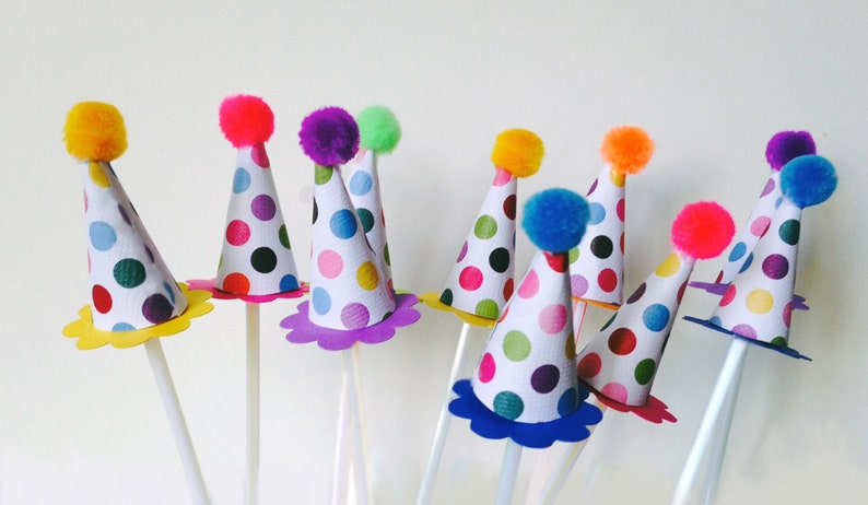 Party Hat Cupcake Toppers Set of 12 - Etsy