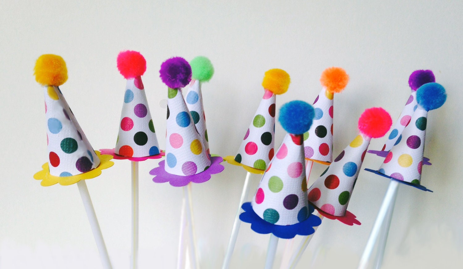 Party Hat Cupcake Toppers Set of 12 - Etsy