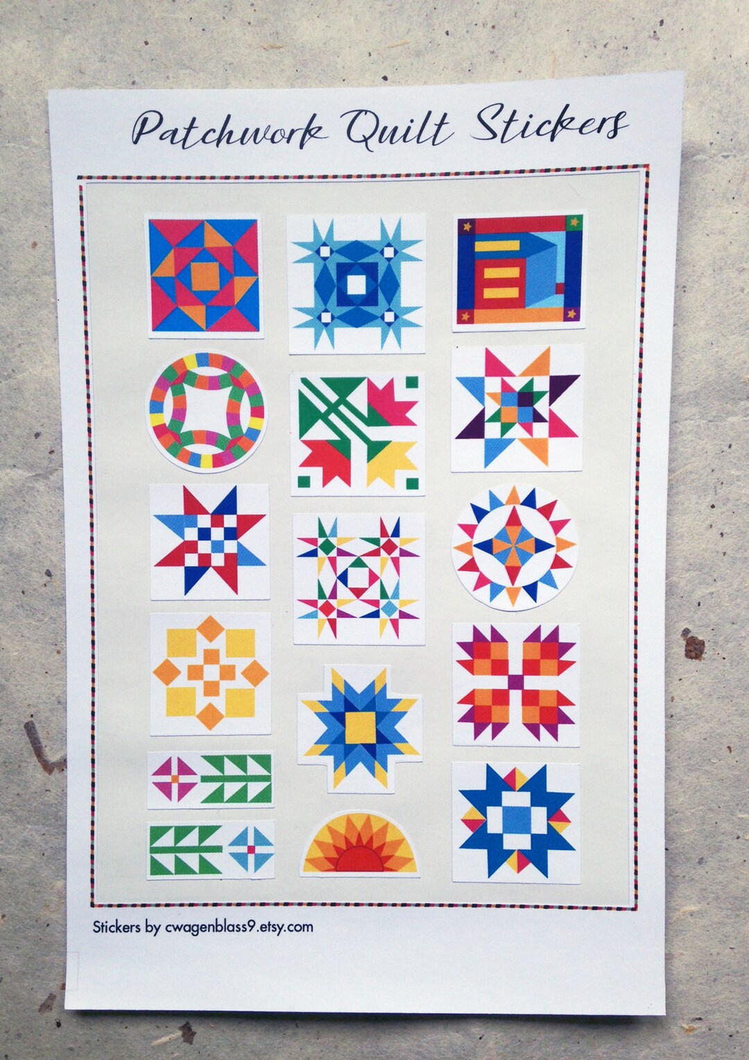 Patchwork Quilt Stationery Stickers - Etsy