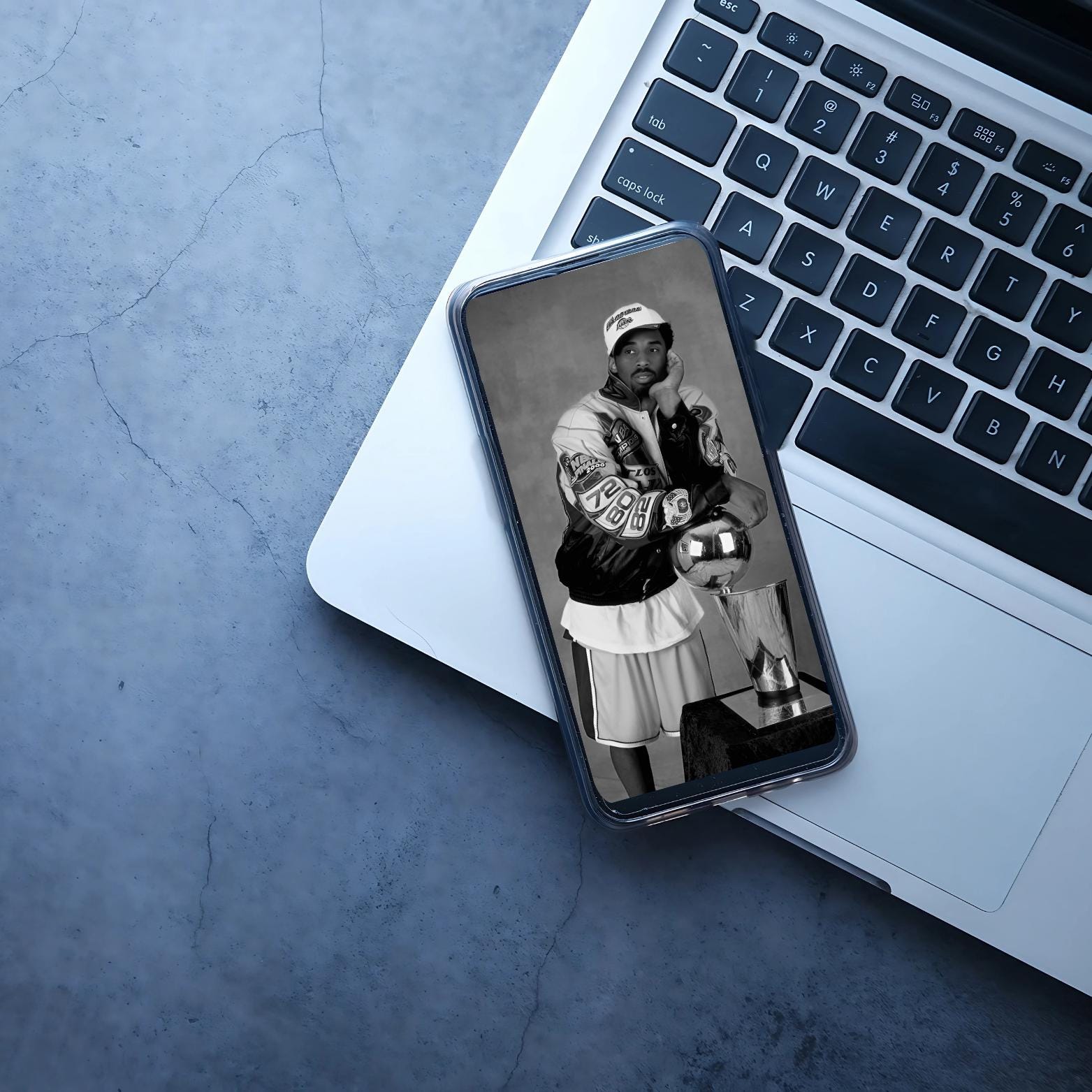 Kobe Bryant With NBA Trophy Downloadable Wall Art, Kobe Bryant Poster ...