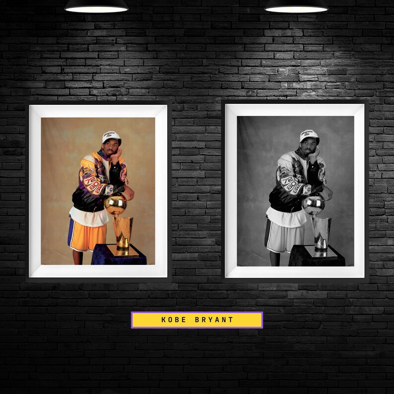 Kobe Bryant With NBA Trophy Downloadable Wall Art, Kobe Bryant Poster ...