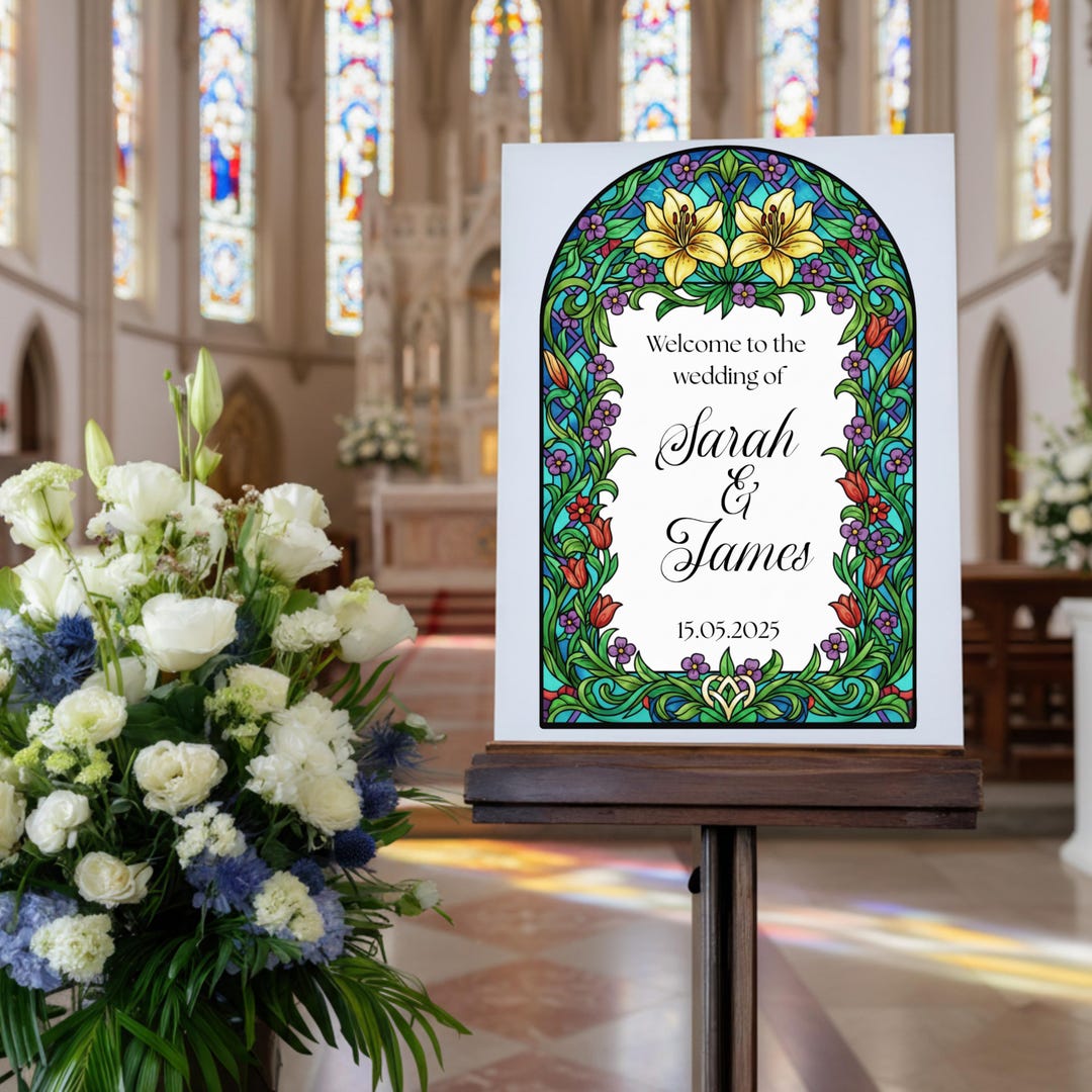 Printable Welcome Wedding Sign, Stained Glass Welcome Sign, Wedding ...
