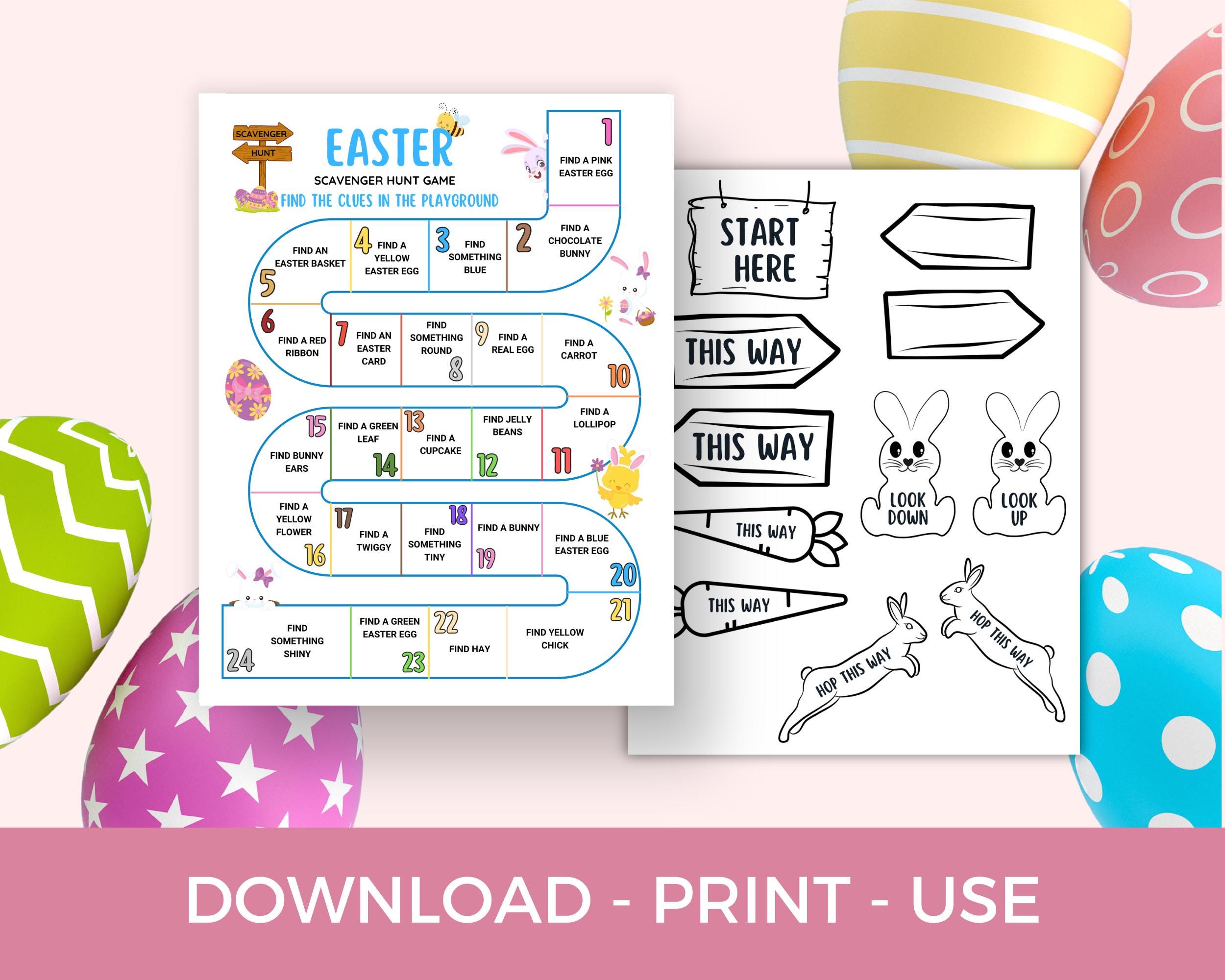 Printable Easter Scavenger Hunt Clues, Outdoor Game for Kids ...