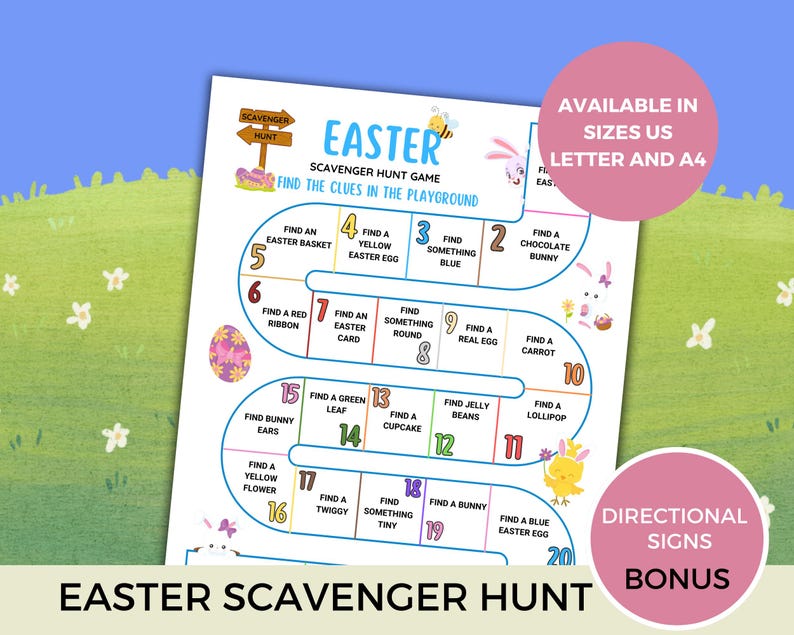 Printable Easter Scavenger Hunt Clues, Outdoor Game for Kids ...