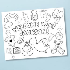 Baby Shower Coloring Page, Kids Custom Coloring Page, Printable ...