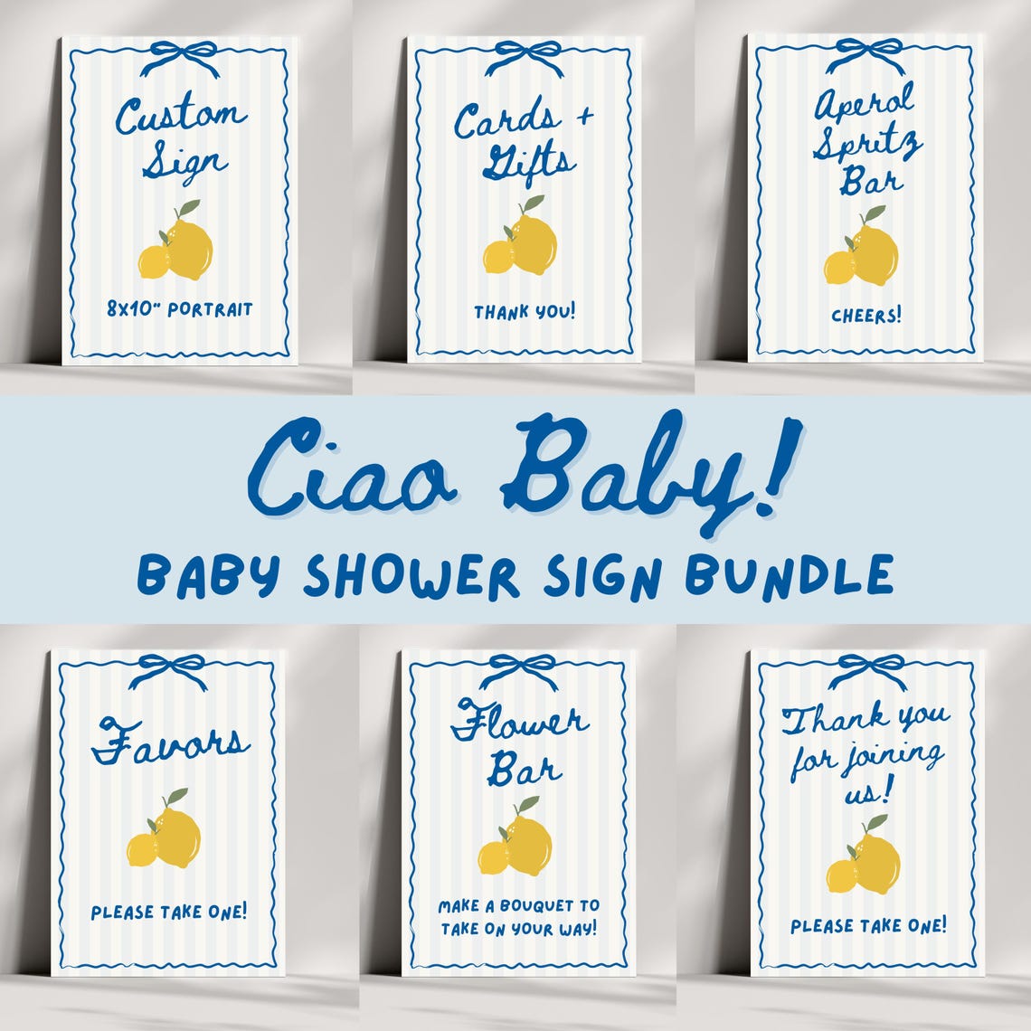 Ciao Baby Shower Sign Bundle, Ciao Bambino/bambina, Italian Baby Shower ...