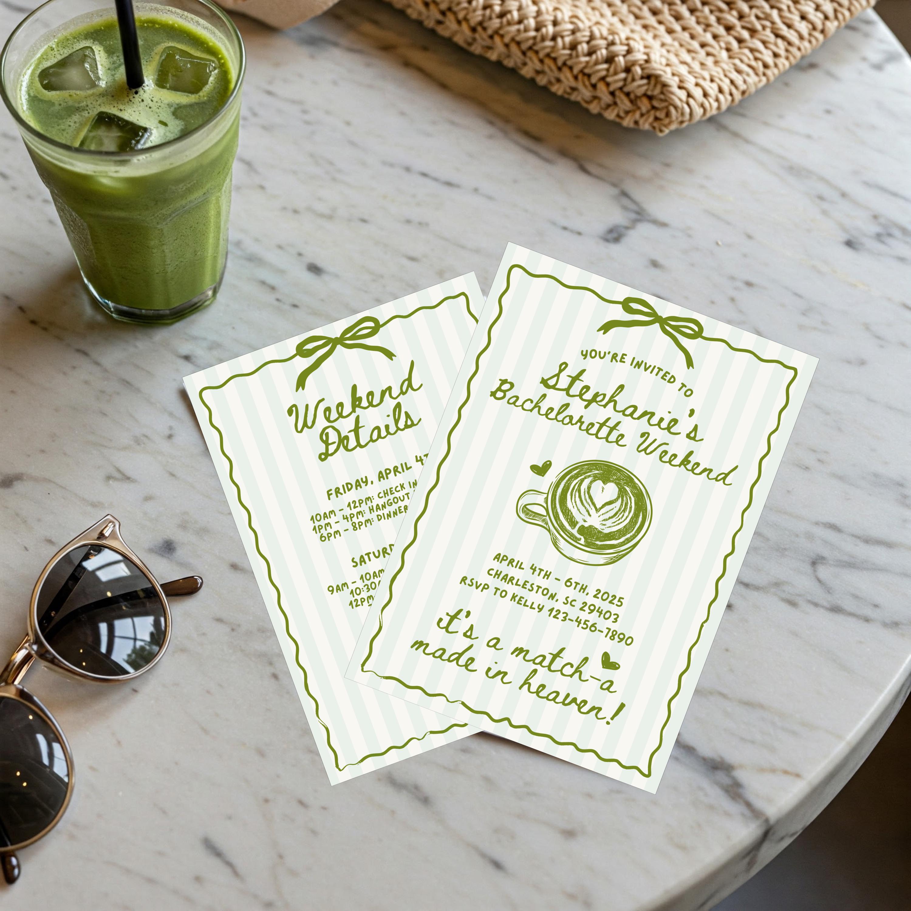 Matcha Bachelorette Party Invite, Matcha Made in Heaven Invite, Matcha ...