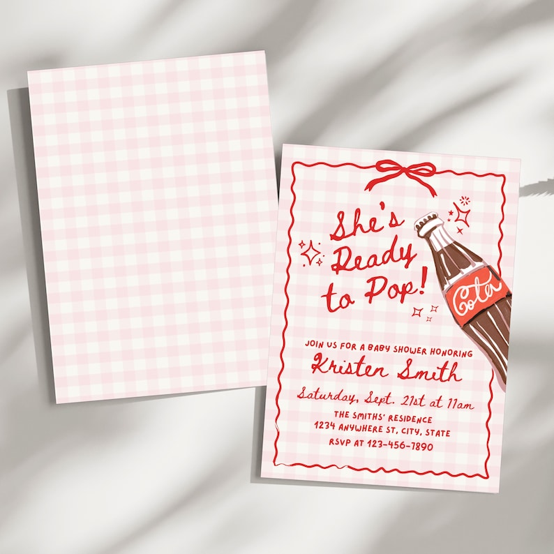 She's Ready to Pop Baby Shower Invite, Soda Pop Baby Shower Theme ...