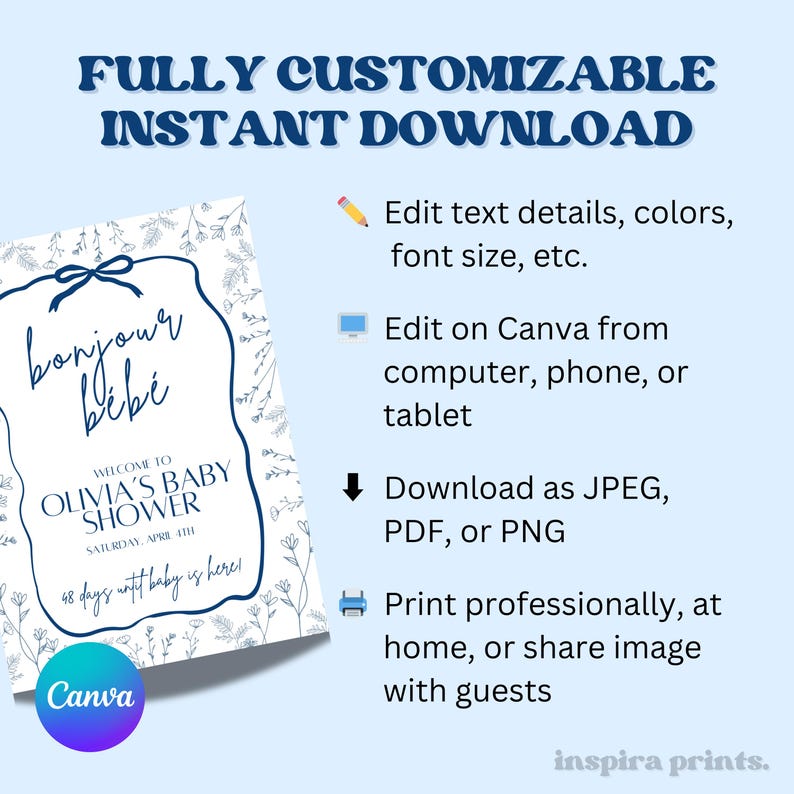 Bonjour Bebe Baby Shower Welcome Sign, Boy Baby Shower, French Theme ...