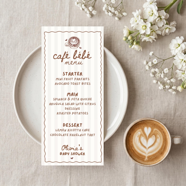 Coffee Baby Shower Food Menu: A Baby is Brewing, Cafe Bebe Theme ...