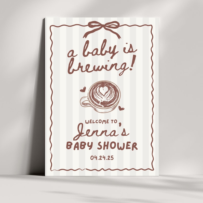 Coffee Themed Baby Shower Welcome Sign, A Baby is Brewing Baby Shower ...