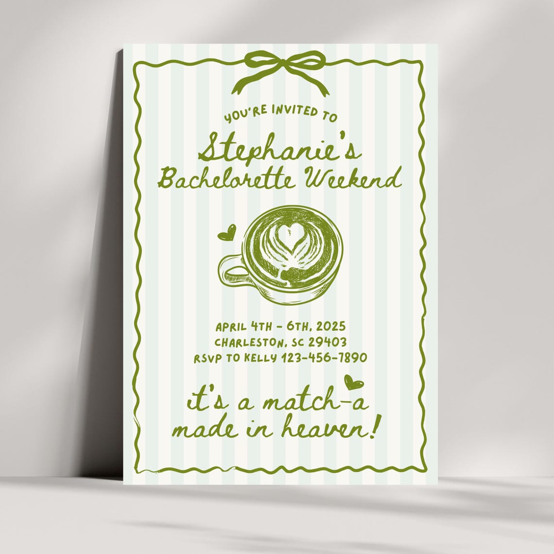 Matcha Bachelorette Party Invite, Matcha Made in Heaven Invite, Matcha ...
