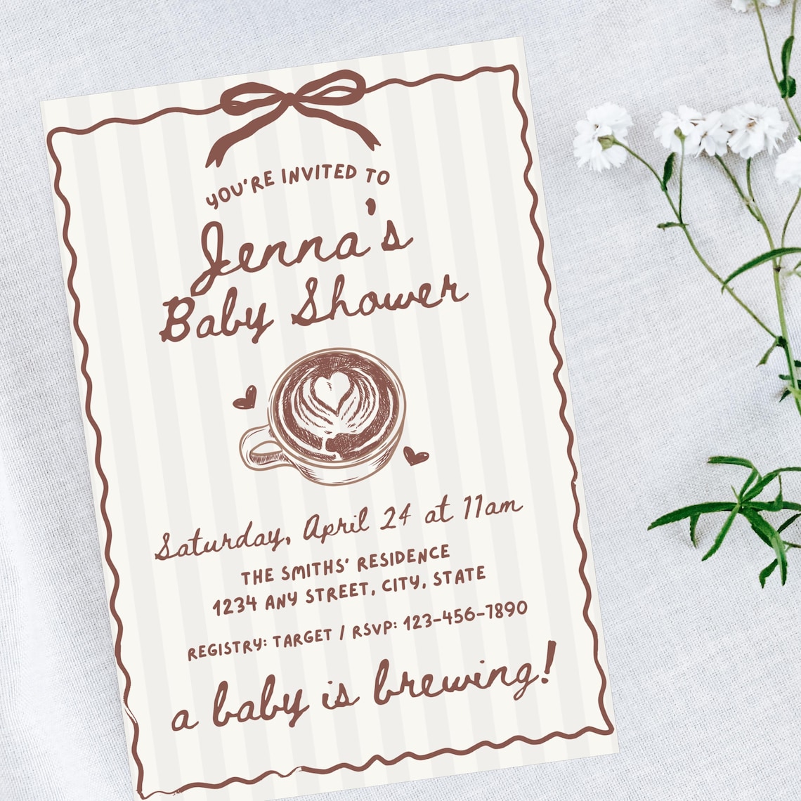 Coffee Themed Baby Shower Invite, A Baby is Brewing Invitation, Baby ...