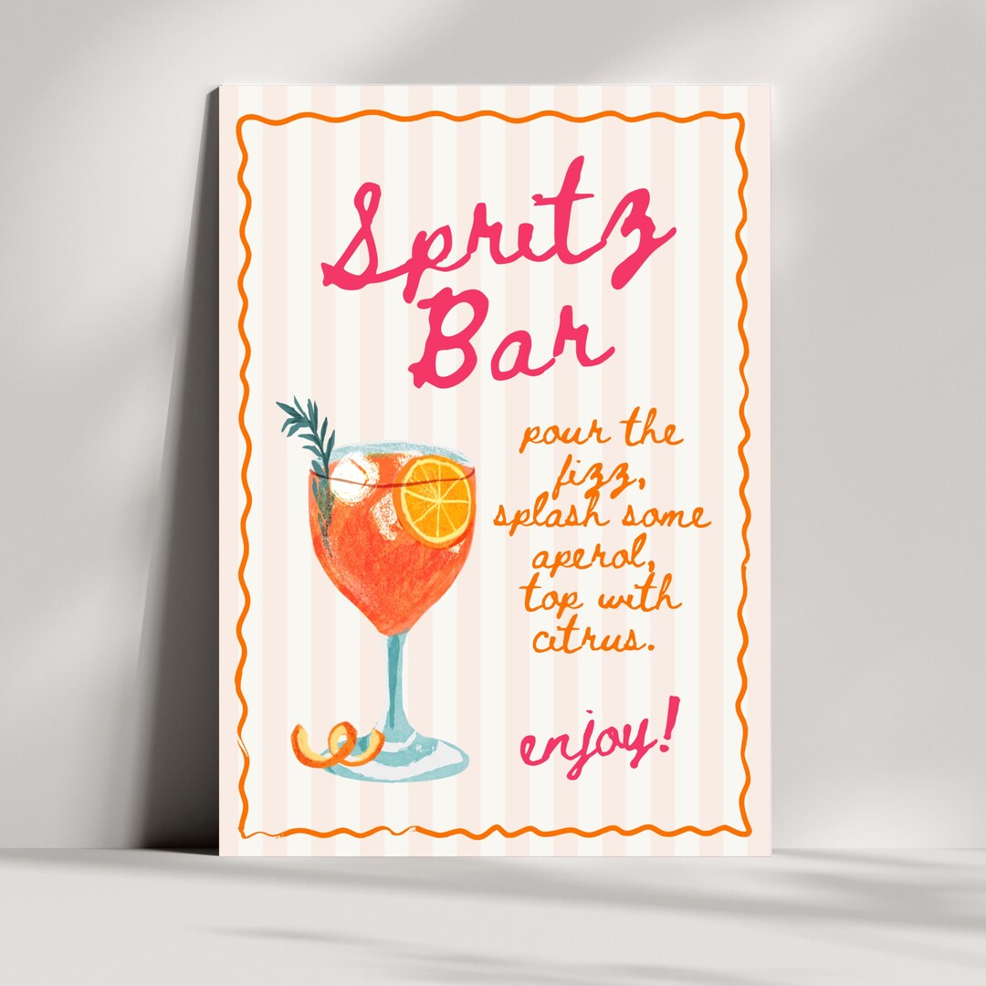 Aperol Spritz Bar Sign, Love at First Spritz Theme, Editable Canva ...