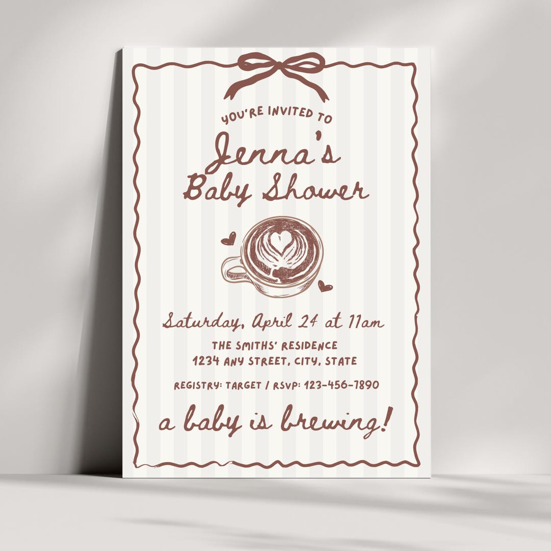 Coffee Themed Baby Shower Invite, A Baby is Brewing Invitation, Baby ...