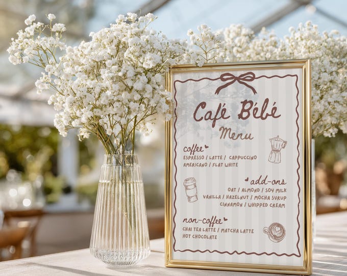Coffee Baby Shower Drink Menu: A Baby is Brewing, Cafe Bebe Theme ...