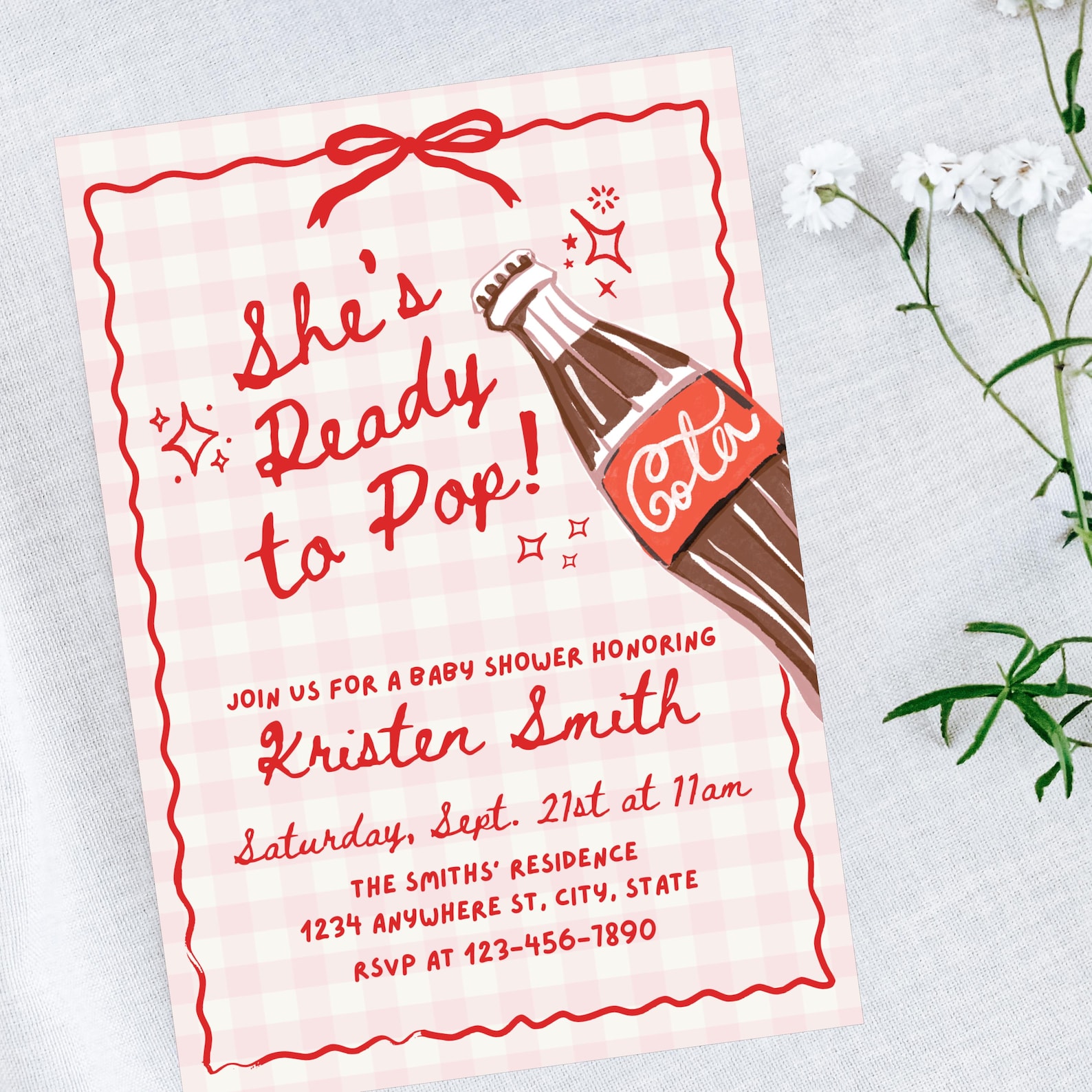 She's Ready to Pop Baby Shower Invite, Soda Pop Baby Shower Theme ...