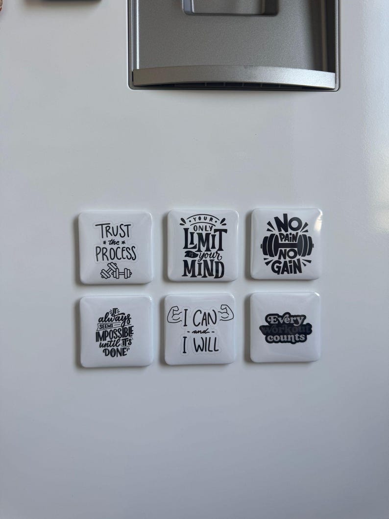 Gym Motivational Quotes Magnets - Set of 3 Custom Fridge Magnets for ...