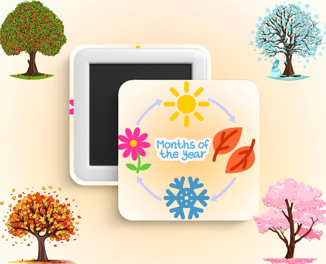Months of the Year Magnets Set of 12, Custom Fridge Magnets 50x50mm ...