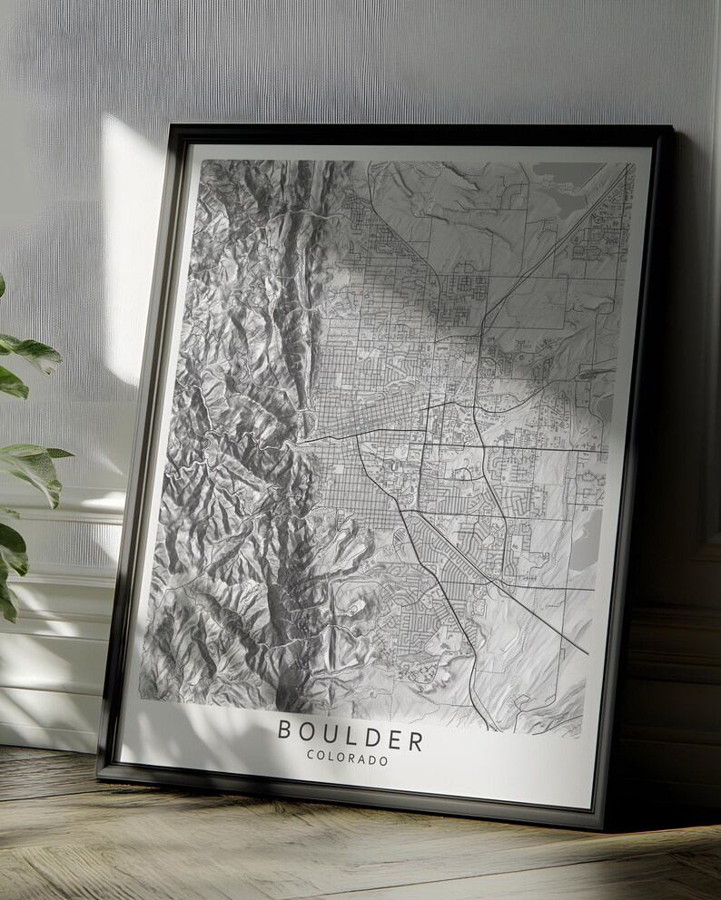 Boulder Colorado Wall Map Print | Minimalist | Terrain - Etsy