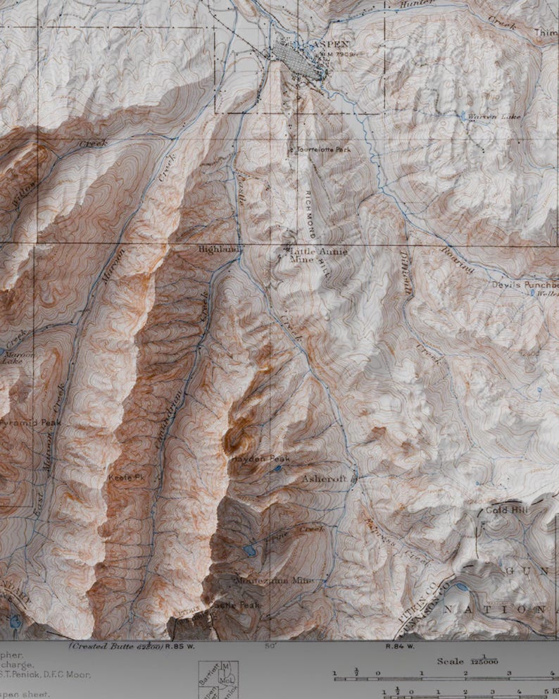 Vintage Aspen Colorado Wall Map | 1911 USGS Quadrangle - Etsy