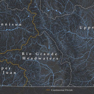 Colorado Map of Rivers, Lakes, and Watersheds - Etsy