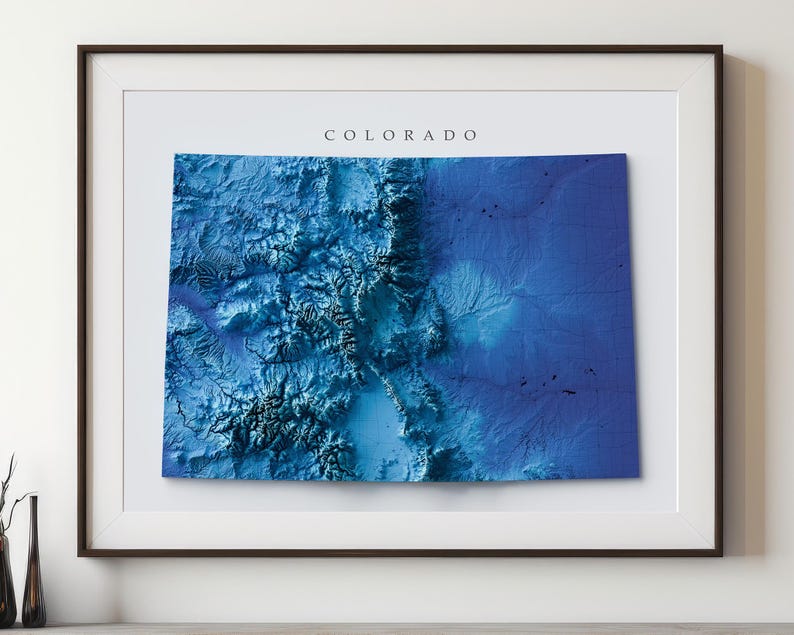 Colorado Terrain Wall Art Map | Topographic Relief | Minimalist - Etsy