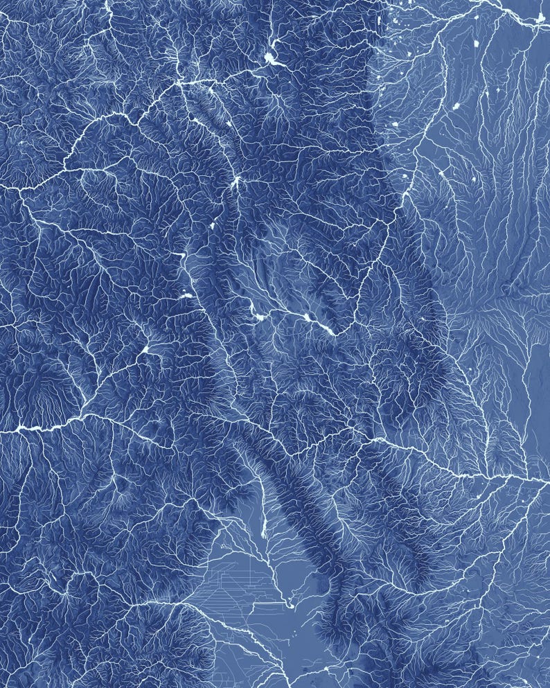 Colorado Hydrology Wall Map (streams, Rivers, and Lakes) - Etsy