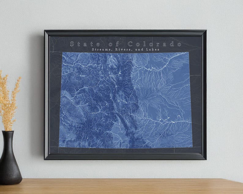 Colorado Hydrological Wall Map (streams, Rivers, and Lakes) - Etsy
